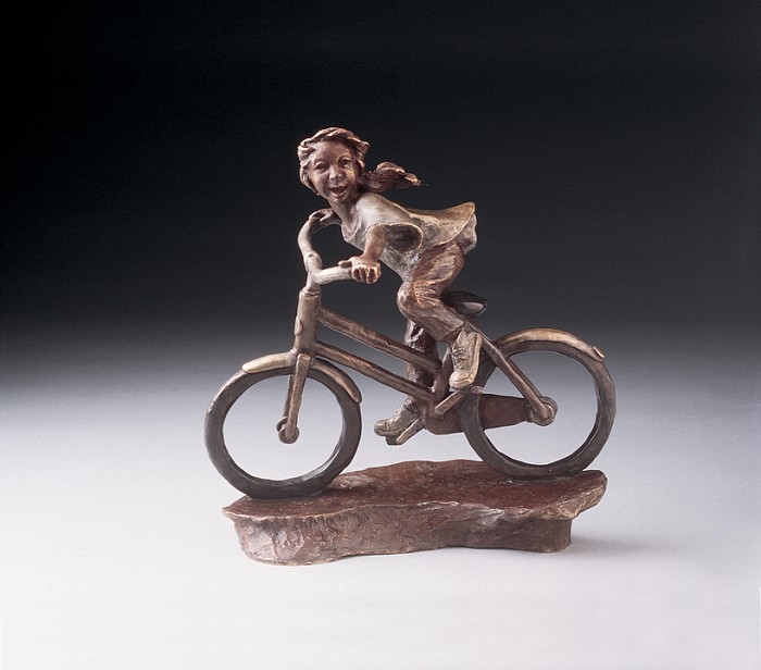 Mark Hopkins Race Ya! (girl) Bronze Sculpture Mixed Midia Sculpture