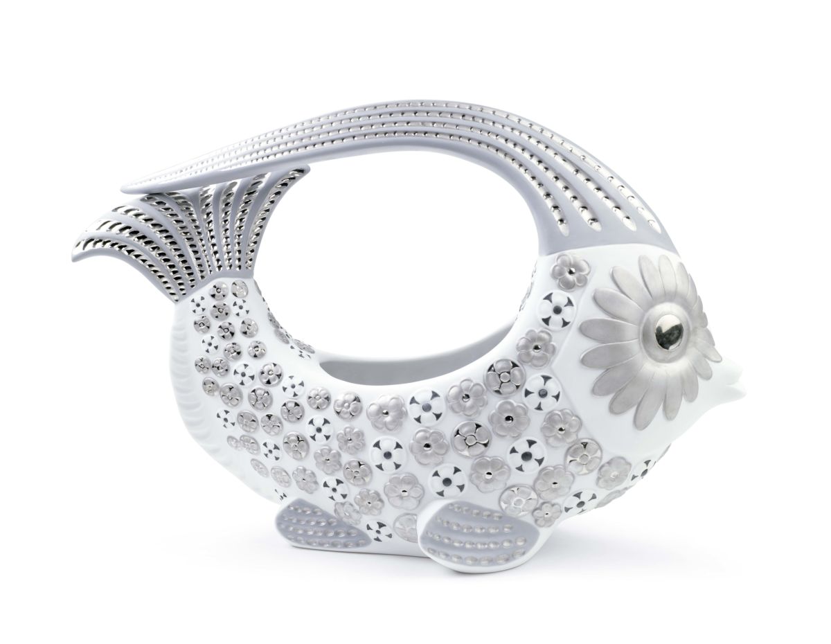 Lladro FISH CENTERPIECE LARGE (WHITE & SILVER) 01007290 Porcelain Figurine
