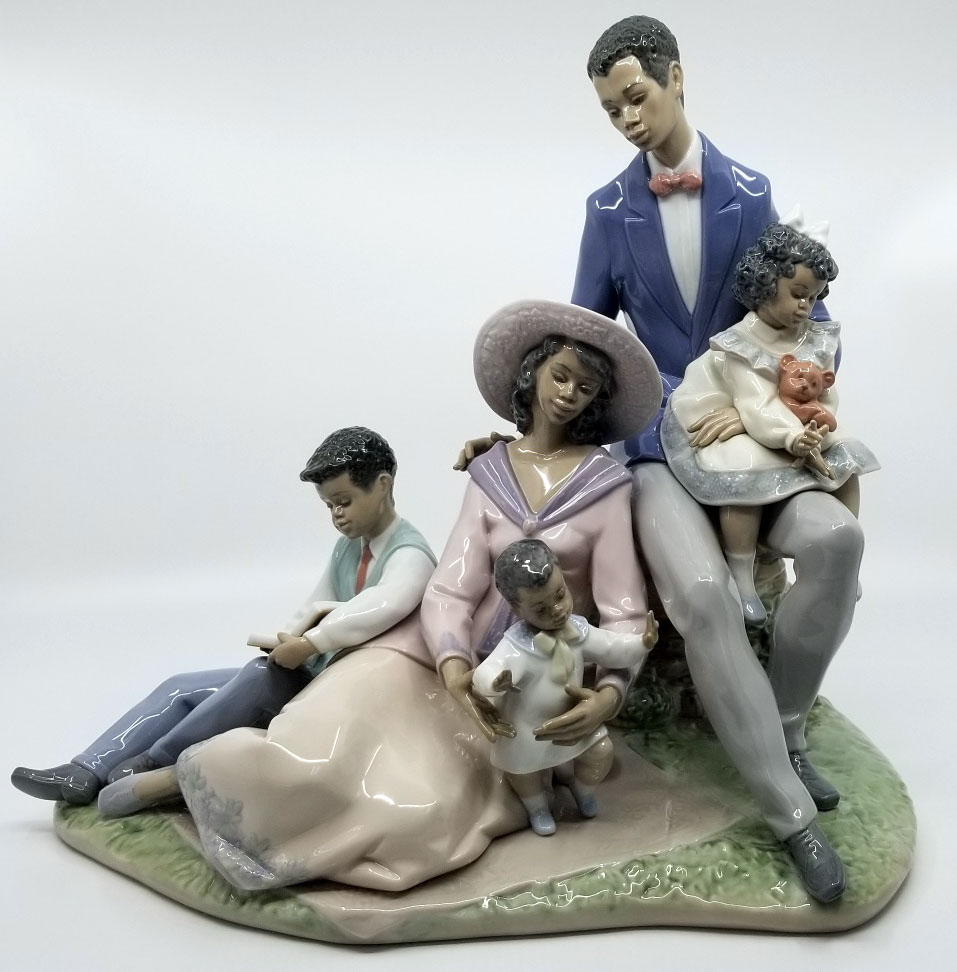Lladro Black Legacy Family Of Love - 1806 Porcelain Figurine African ...