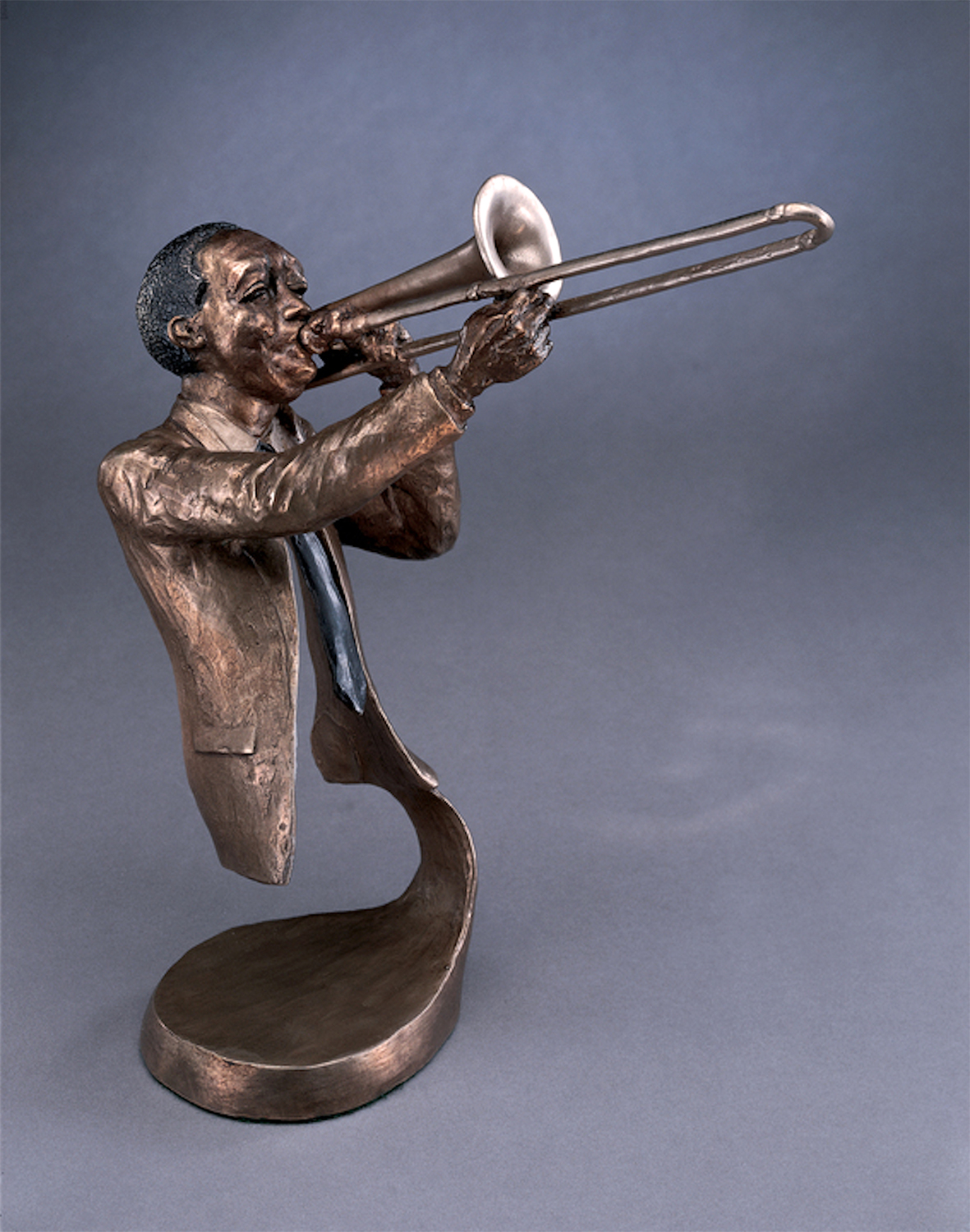 Mark Hopkins Jazz Trombone Bronze Sculpture Mixed Midia Sculpture