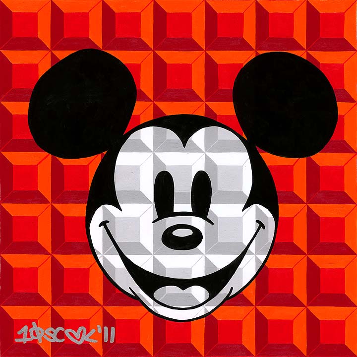 Tennessee Loveless 8 Bit-Block Mickey Red Serigraph on Canvas Disney ...