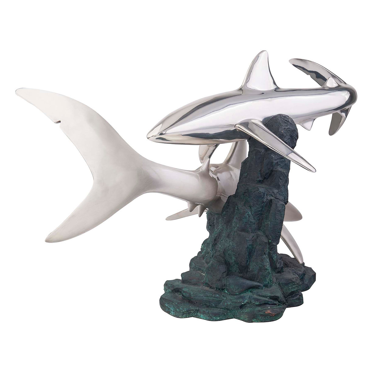 Dargenta Swarm of Silver Sharks Statue