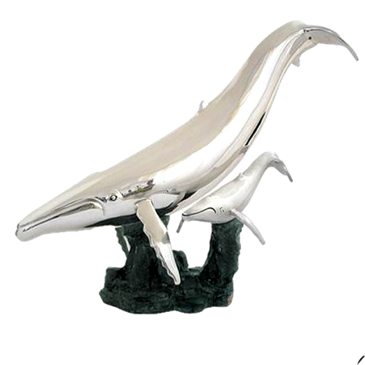 Dargenta Silver Whale & Calf Statue