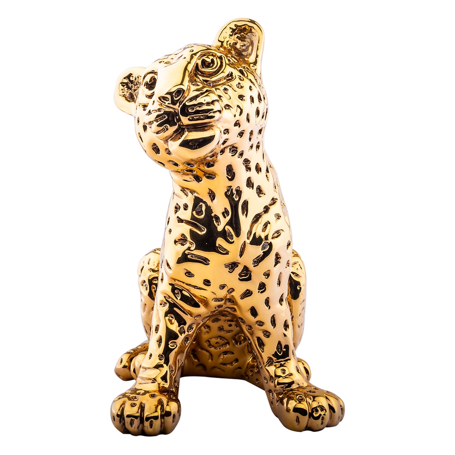 Dargenta Curious Gold Leopard Cub Statue