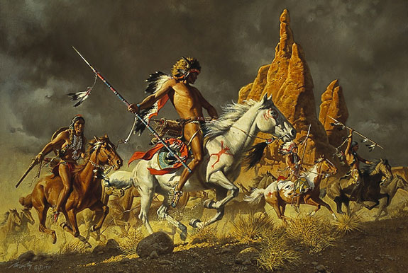 Comanche Warriors On Horses