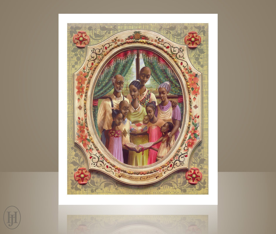 John Holyfield Family Lithograph African American Fine Art