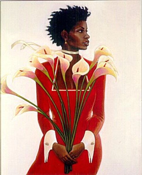 Gilbert Young Woman In Red African American Fine Art